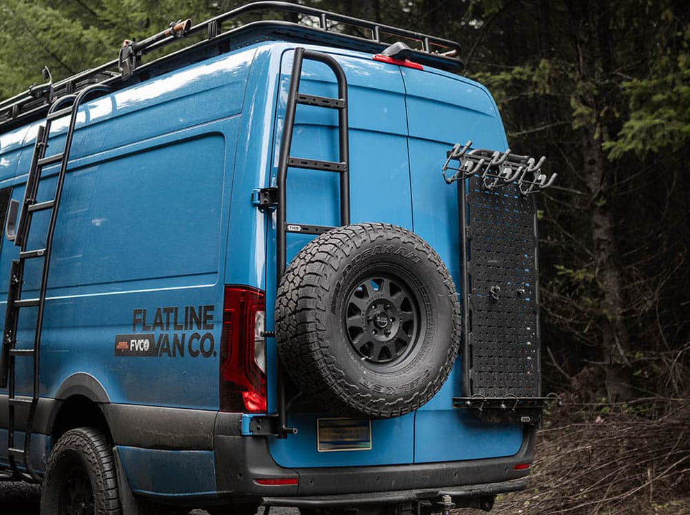 Flatline Van Co Sprinter Van Rear Ladder + Tire Carrier - Van Land